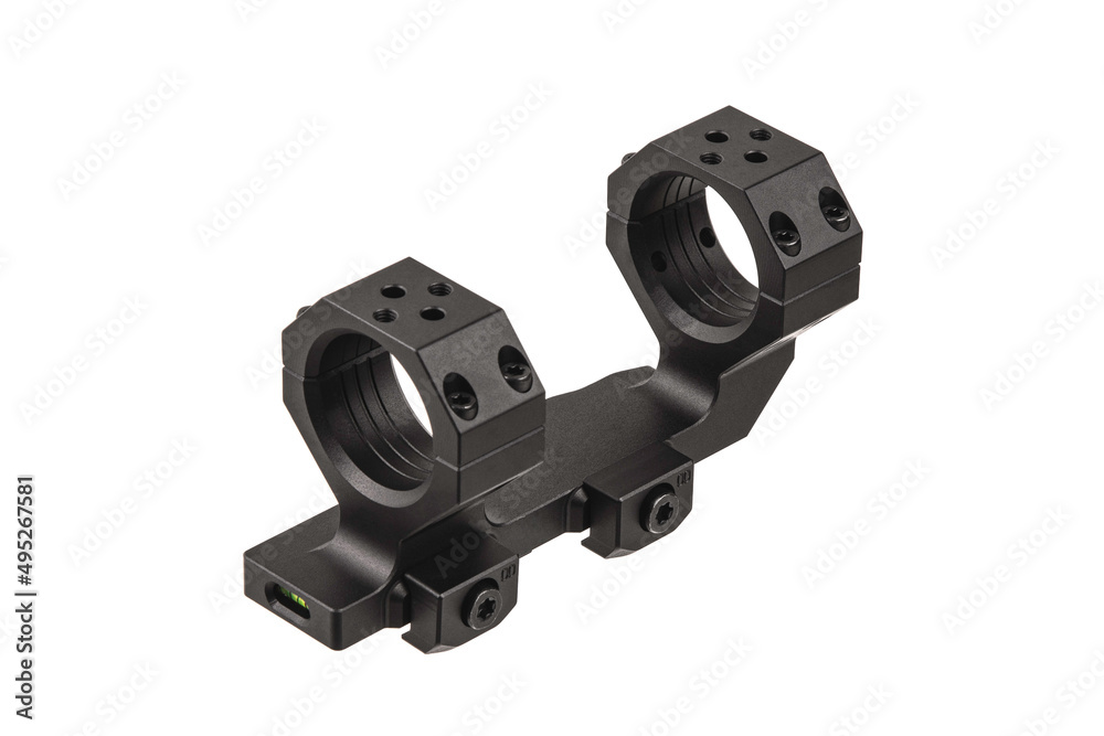 Quick disconnect mount made for holding a scope on a rifle isolated on ...