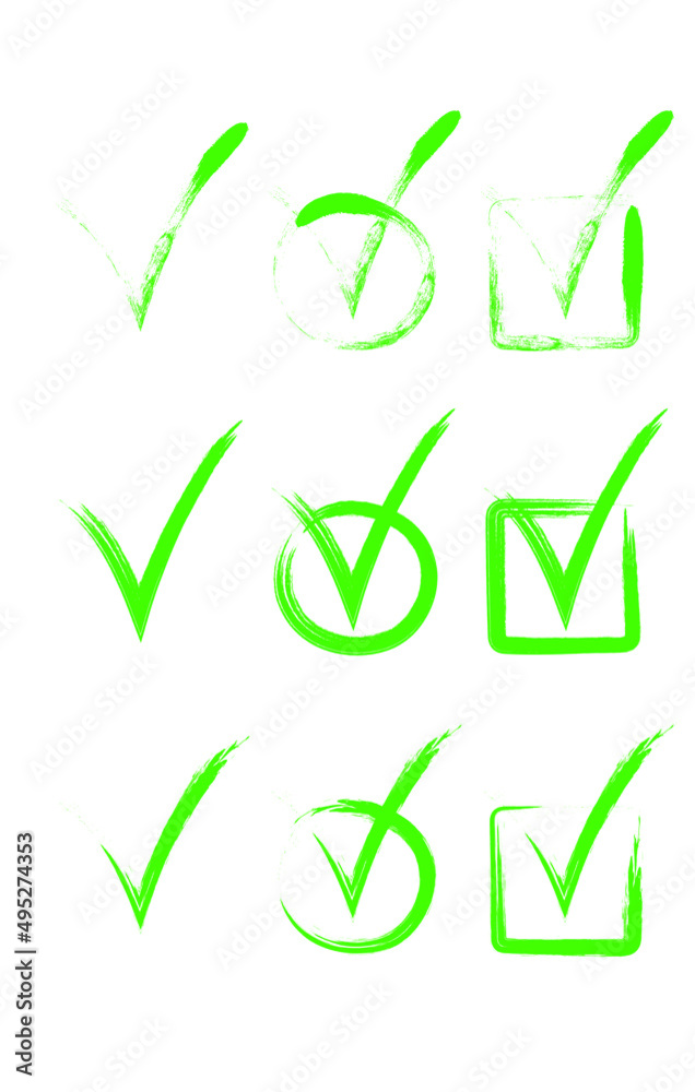 Set of green checkmarks. Checkbox vector icon. Checkbox illustration ...