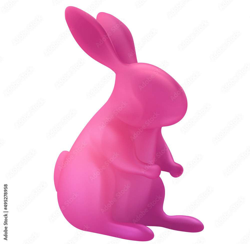 Pink rabbit. Stylized funny cartoon vector object isolated on white ...