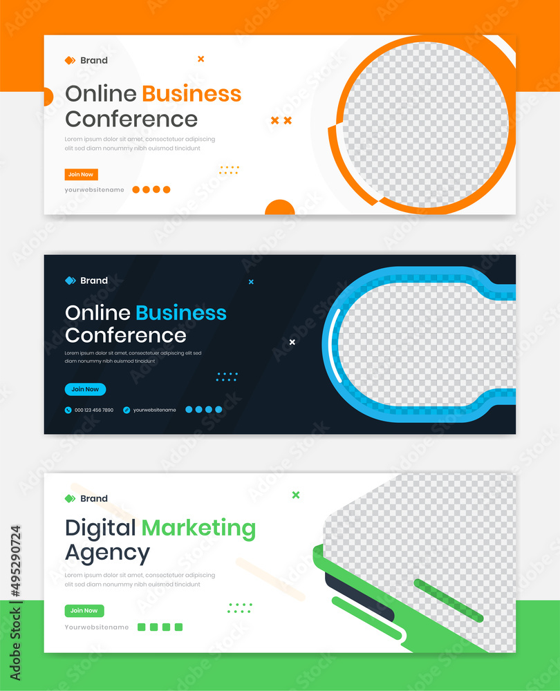 Corporate banner design template set, business banner layout editable ...