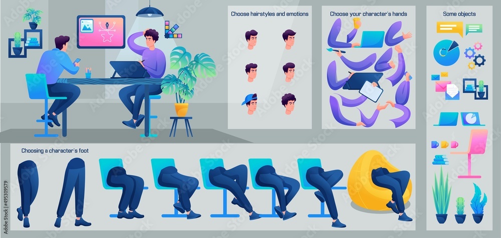 Stylized Character, Male Designer during negotiations. Use Separate ...