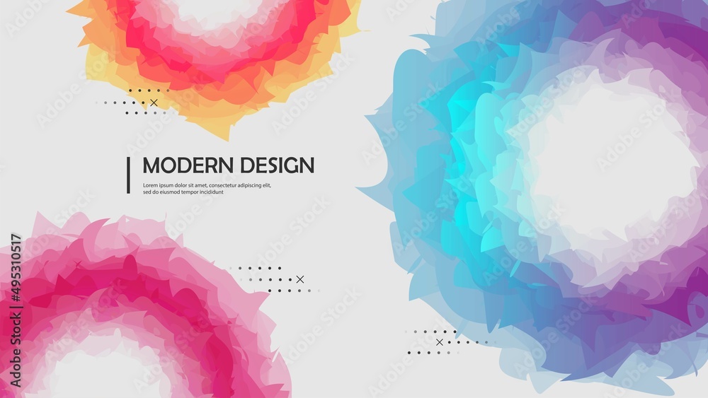 Gradient backgrounds. Banner design of colored chaotic circles, dots ...
