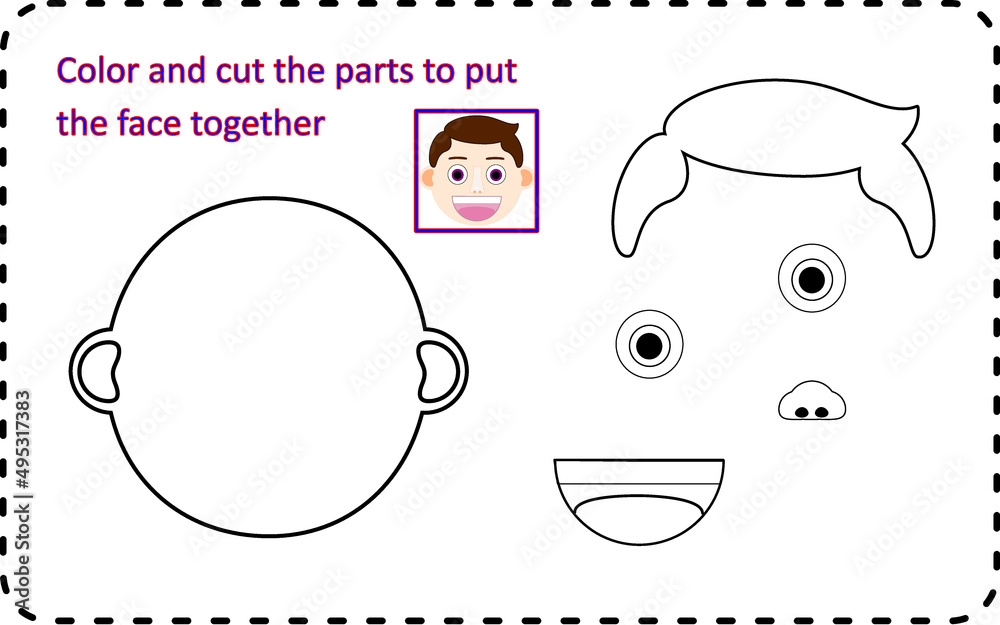 Cut and paste activity for kids. Coloring page for children. Cut and ...