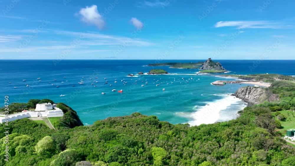 Famous bay water archipelago of Fernando de Noronha at brazilian ...