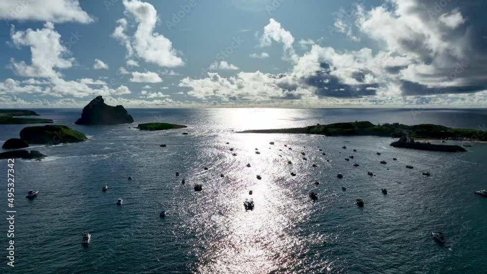 Sunset bay water archipelago of Fernando de Noronha at brazilian ...