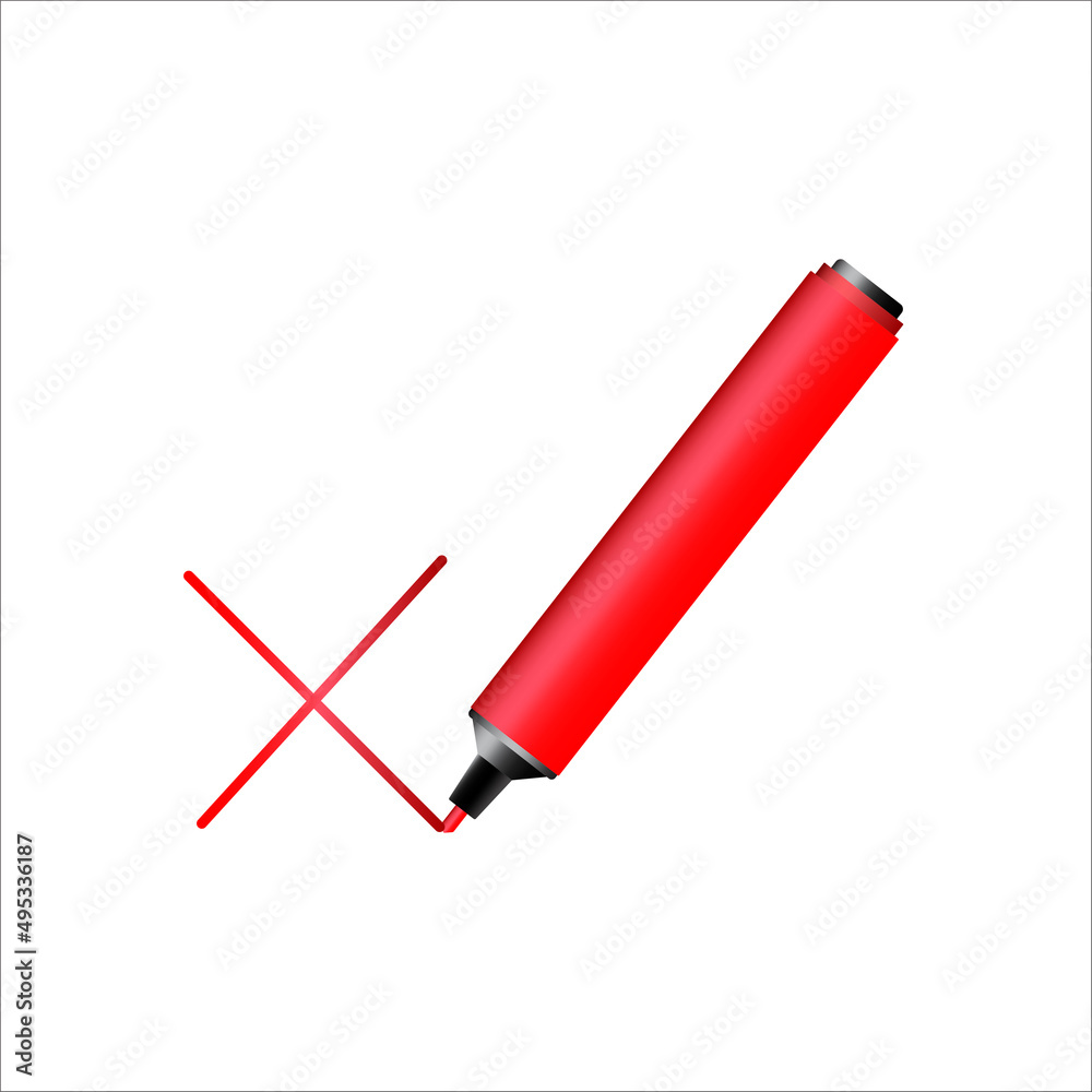 Red marker cross, great design for any purposes. Cross symbol. Hand ...