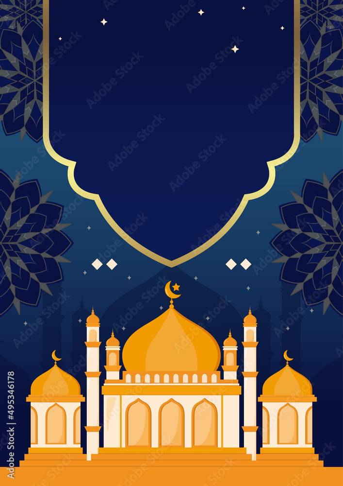 Islamic Background Template for Greeting and Invitation Card Vector to ...