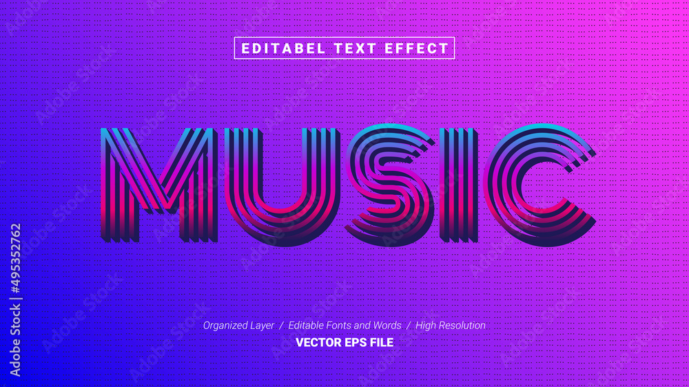 Editable Music Font Design. Alphabet Typography Template Text Effect ...