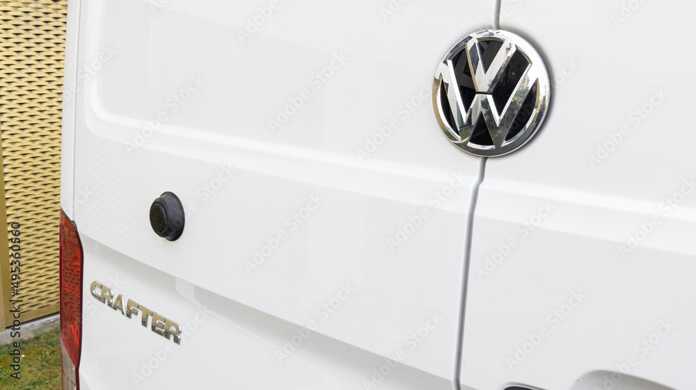 Volkswagen crafter VW logo sign and brand text on panel van german ...