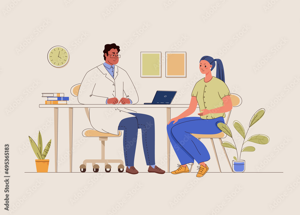 Patient meeting doctor. Healthcare and medical consultation ...