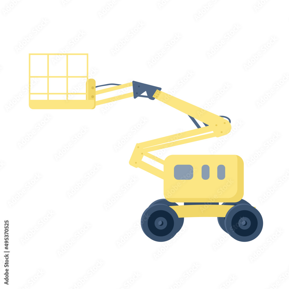 Elevating work platform semi flat color vector object. Full sized item ...