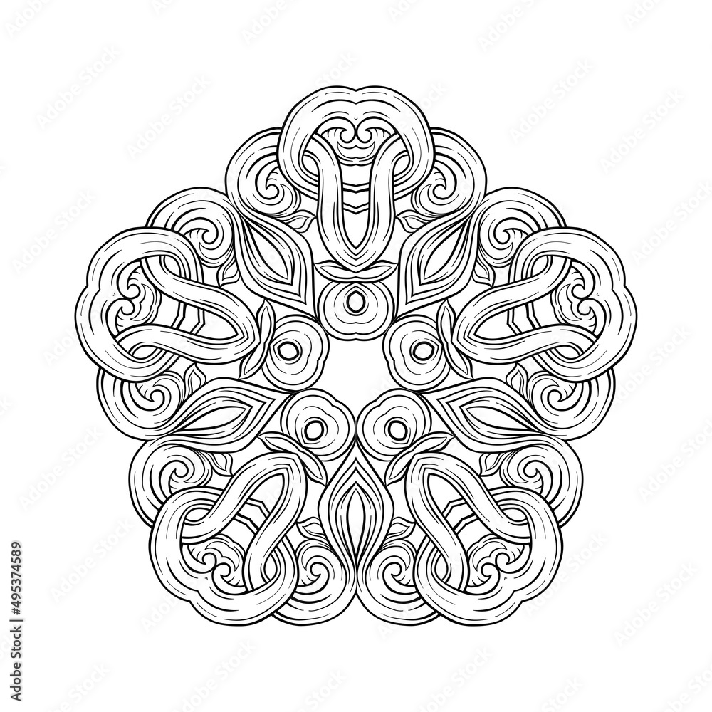 Interlacing circular abstract ornament in the medieval, romanesque ...