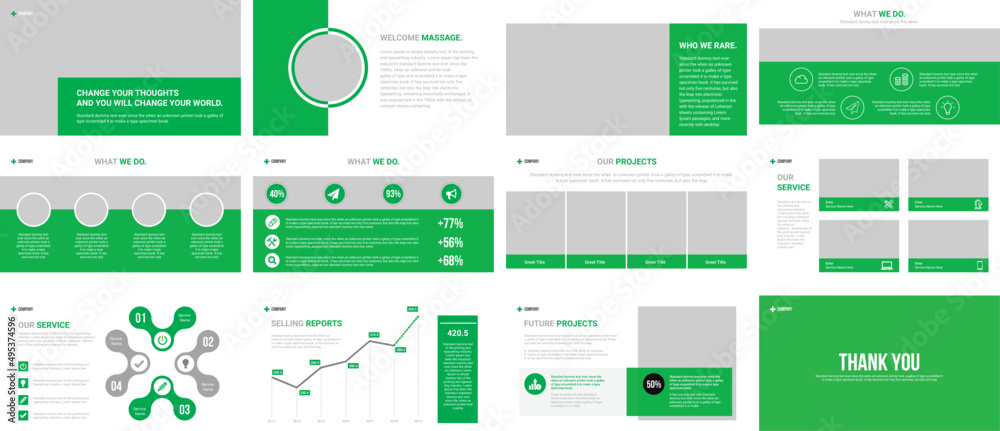 Business presentation templates. Green presentation templates ...