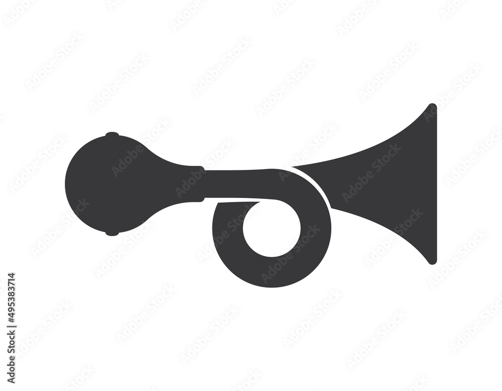 Vector black klaxon silhouette symbol. Isolated on white background ...