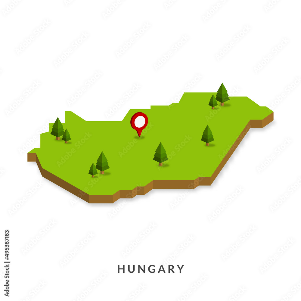 Isometric Map of Hungary. Simple 3D Map. Vector Illustration - EPS 10 ...