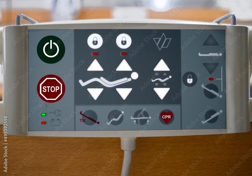 adjustable Hospital bed remote control panel. icons and buttons ...