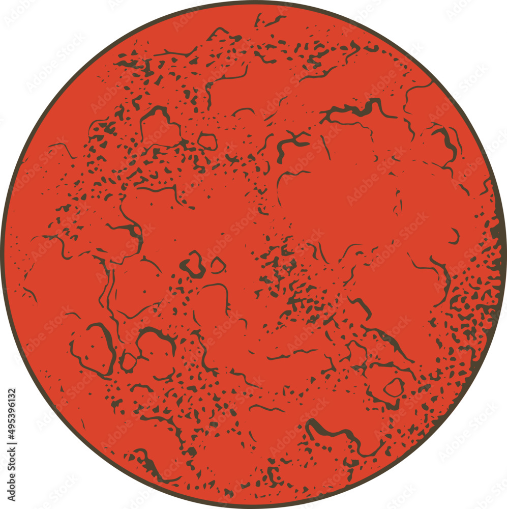 Solar System Planet Mars Hand Drawn Colored Illustration Stock Vector ...