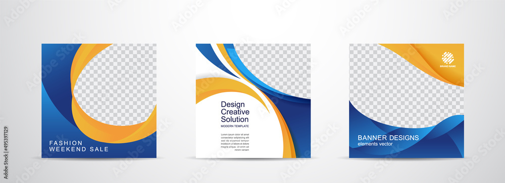 Set square banner template for social media post and web internet ads ...