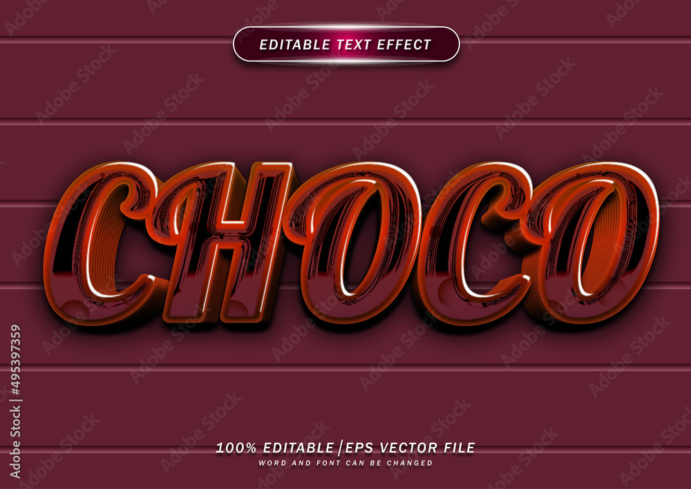 Choco text style effect editable font Stock Vector | Adobe Stock