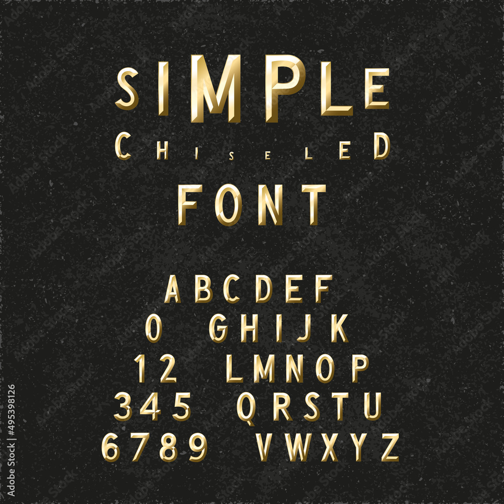 Hand Crafted Modern Font Lettering Named Simple Chiseled Gold - Golden ...