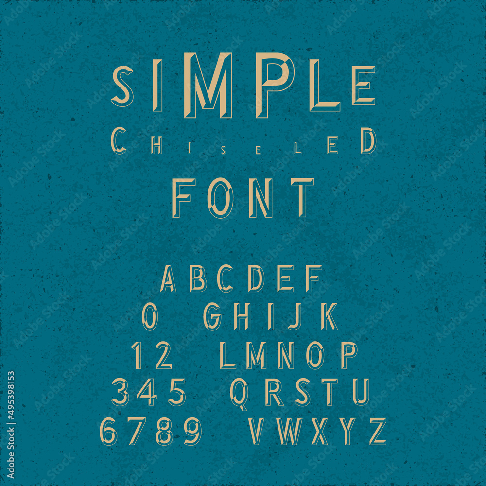 Hand Crafted Modern Font Lettering Named Simple Inverted Chiseled ...