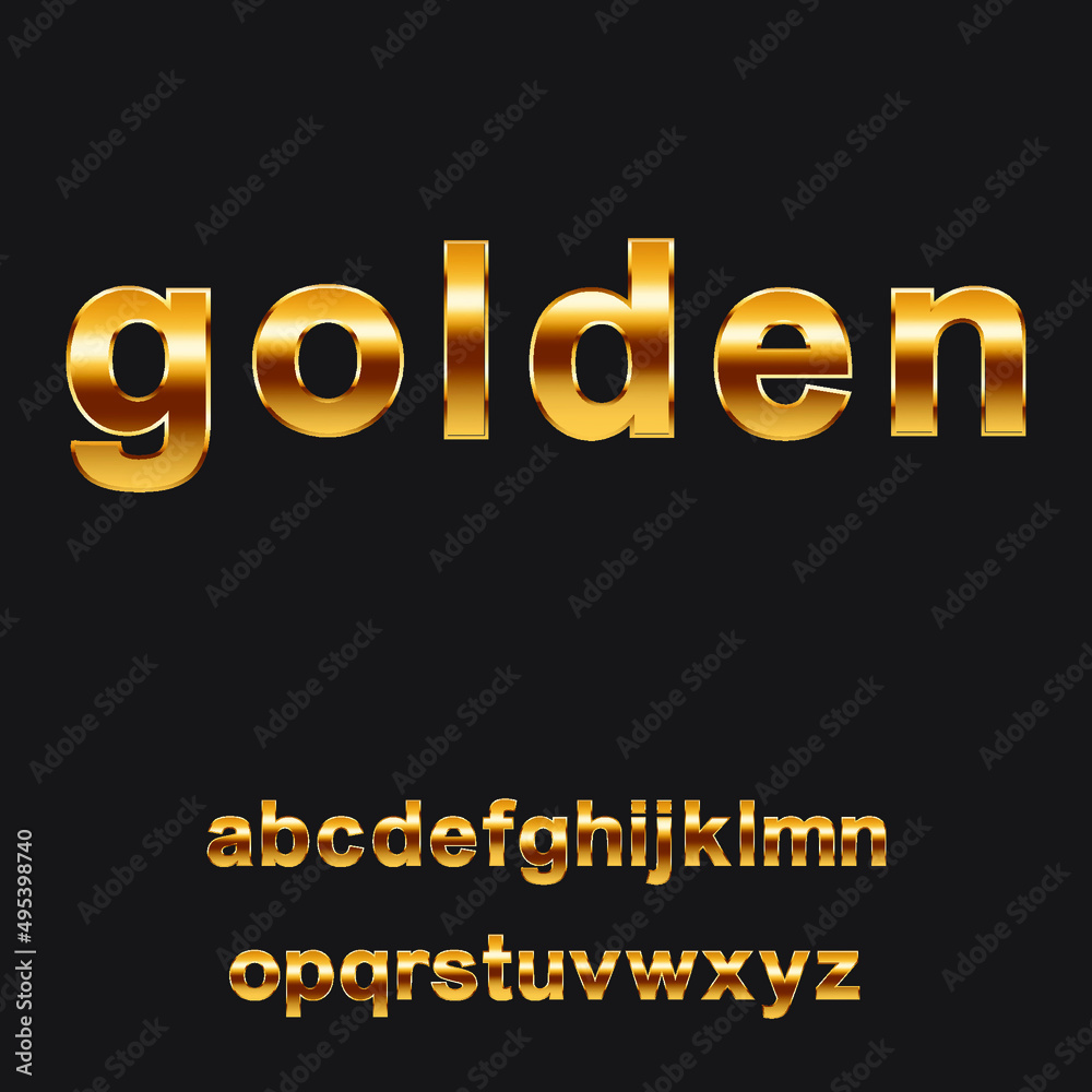 Golden lowercase alphabet collection. realistic gold text set. gradient ...