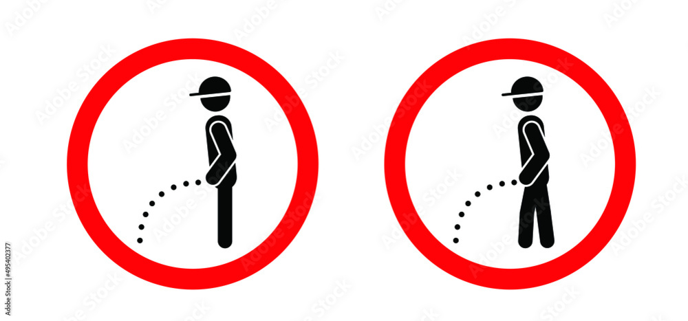 Prohibited No Peeing Or Pee Sign Warning No Pissing Icon Woman Or Man