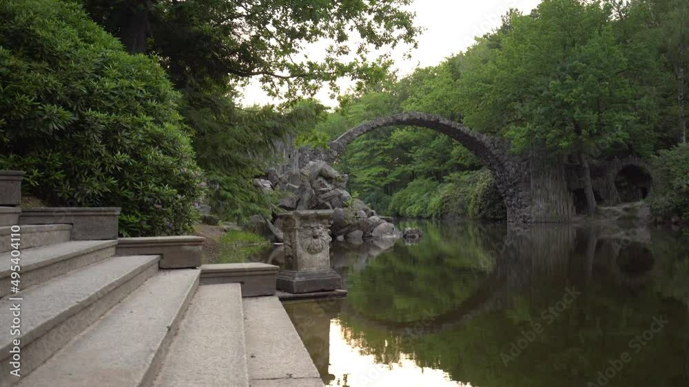Rakotzbrucke Devil's Bridge forming a perfect circle with the ...