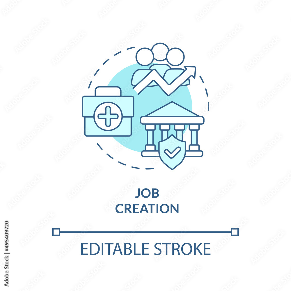 Job creation turquoise concept icon. Development plan. Heritage ...
