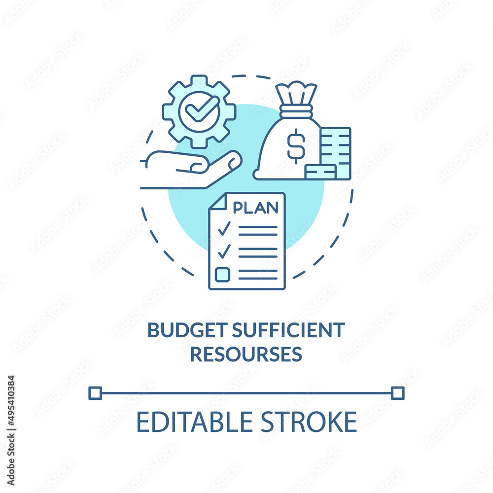 Budget sufficient resources turquoise concept icon. Heritage ...