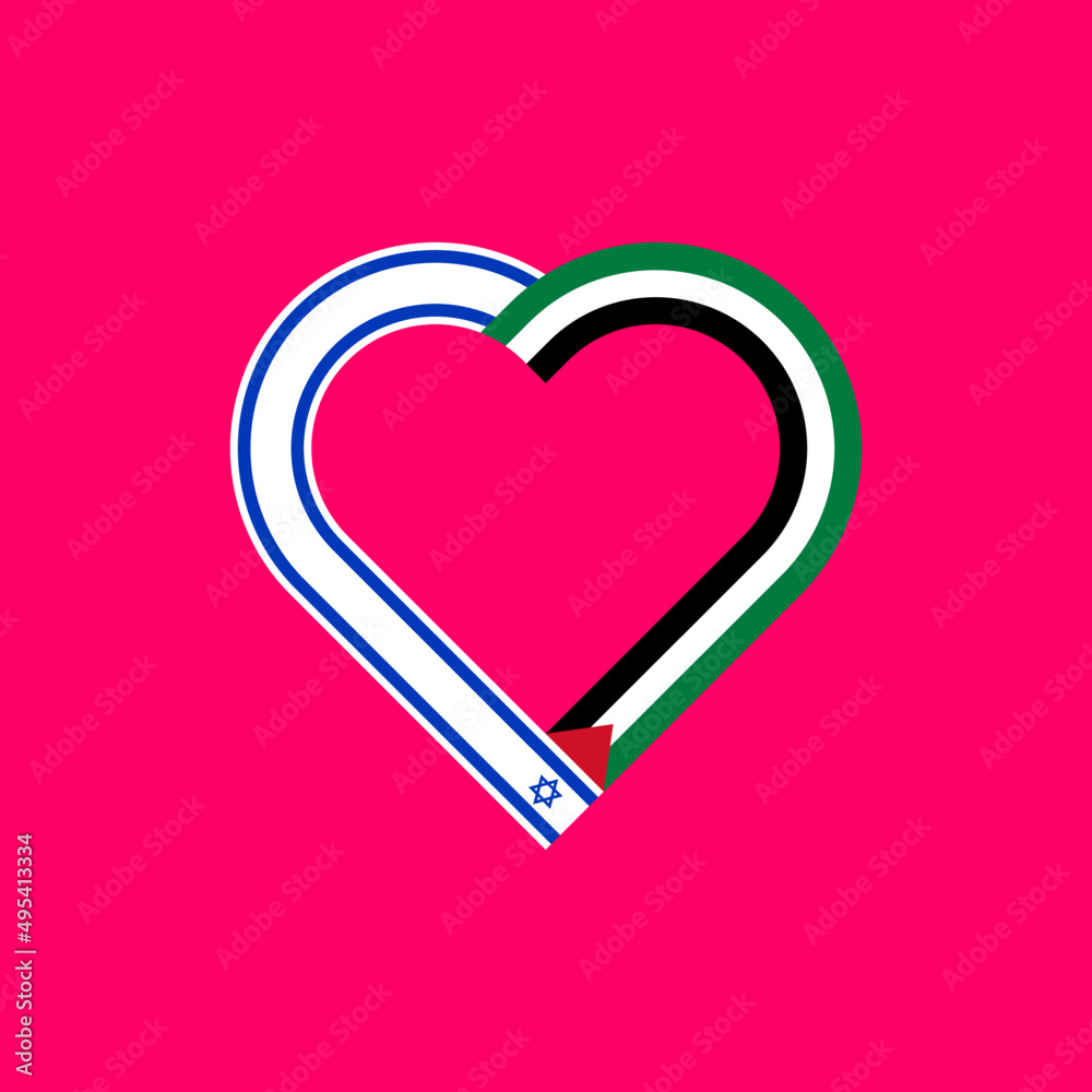 heart ribbon icon of israel and palestine flags. vector illustration ...