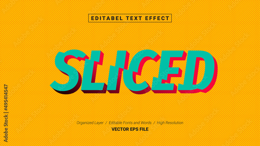 Editable Sliced Font Design. Alphabet Typography Template Text Effect ...