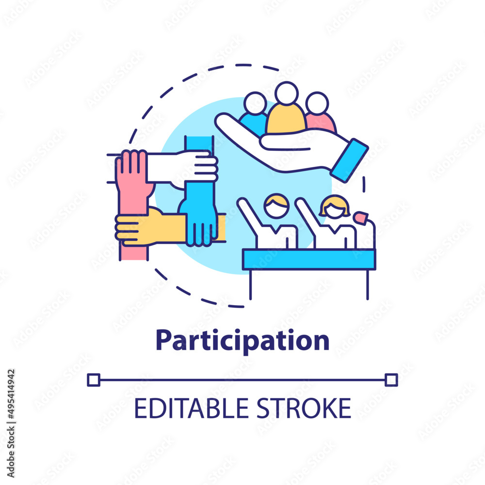 Participation concept icon. Commitment and engagement. Social planning ...