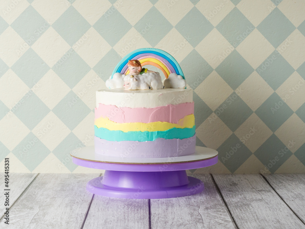beautiful colorful children's birthday cake for a girl. cake with a ...