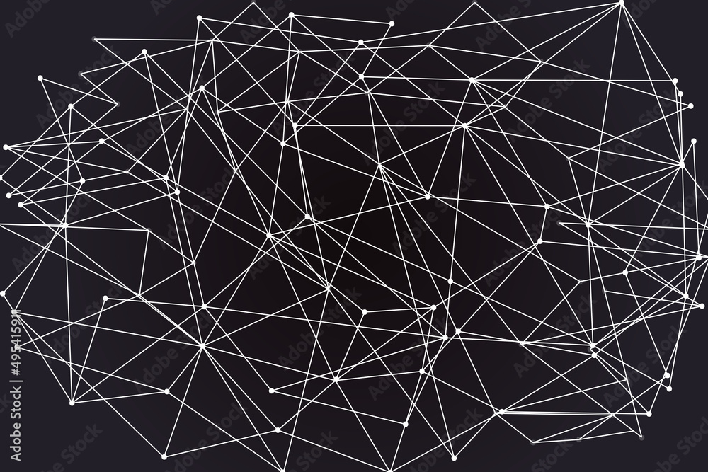 Network abstract connection isolated on black background. Network technology background with ...