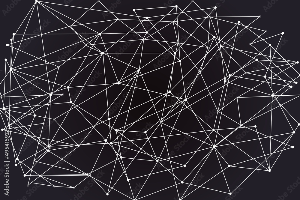 Network abstract connection isolated on black background. Network ...
