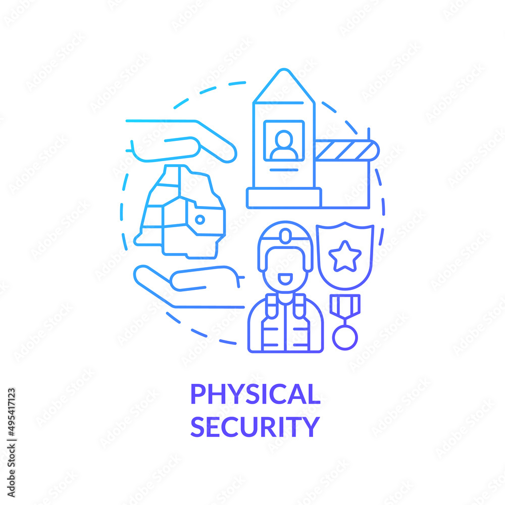 Physical security blue gradient concept icon. Protection of state ...