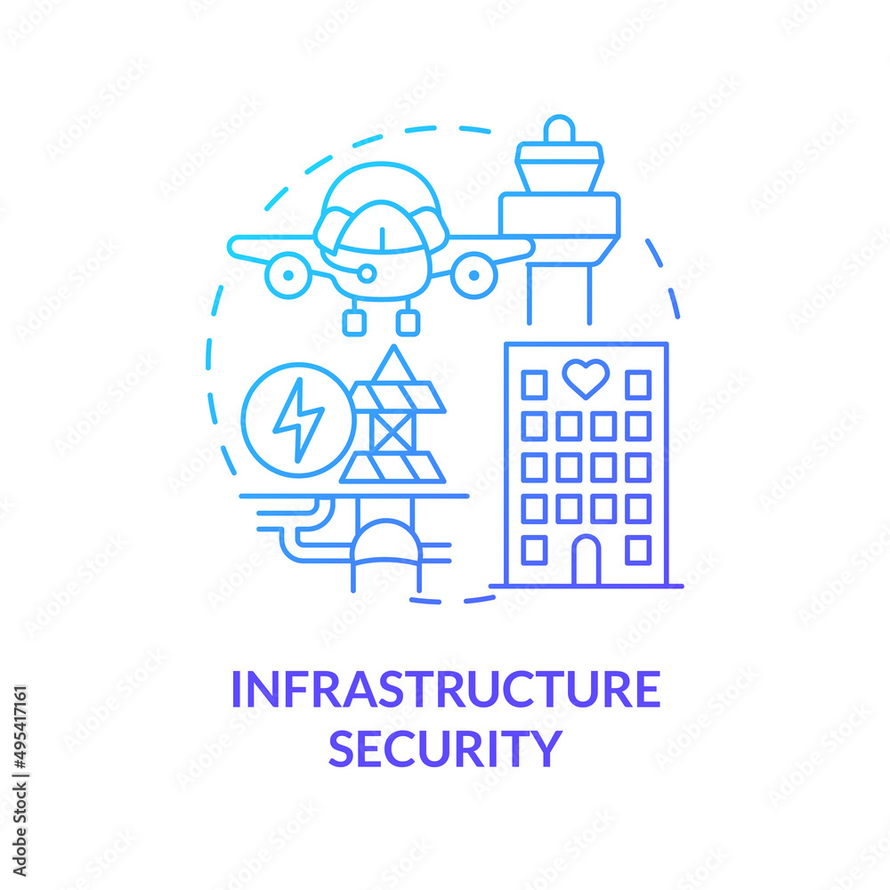 Infrastructure security blue gradient concept icon. Communication ...