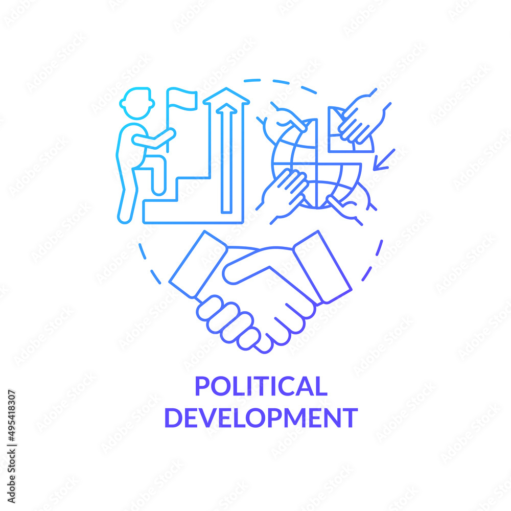 Vetor de Political development blue gradient concept icon. National ...