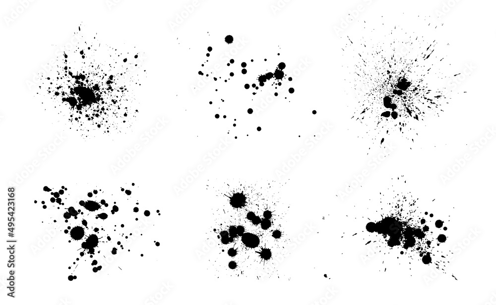 Black ink splatter isolated on white background. Vector watercolor ...
