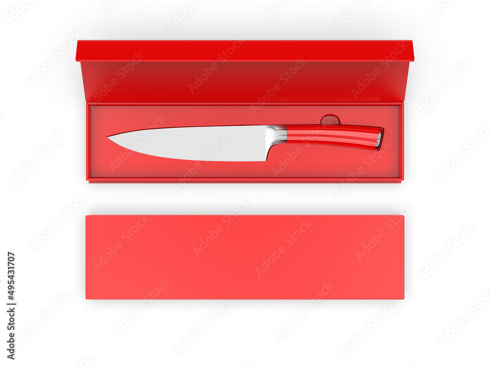 Blank Knife with hard box packaging for mockup. 3d render illustration ...