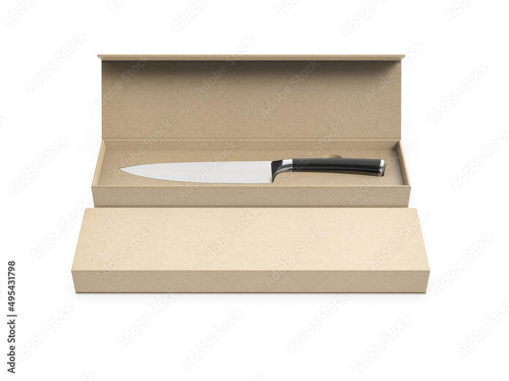 Blank Knife with hard box packaging for mockup. 3d render illustration ...