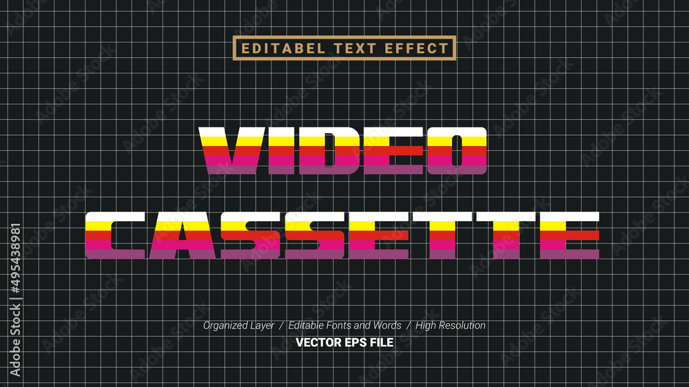 Editable Video Cassette Font Design. Alphabet Typography Template Text ...