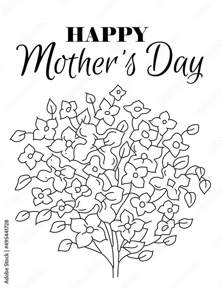 Happy Mother's day! Hand drawn coloring pages for kids and adults ...