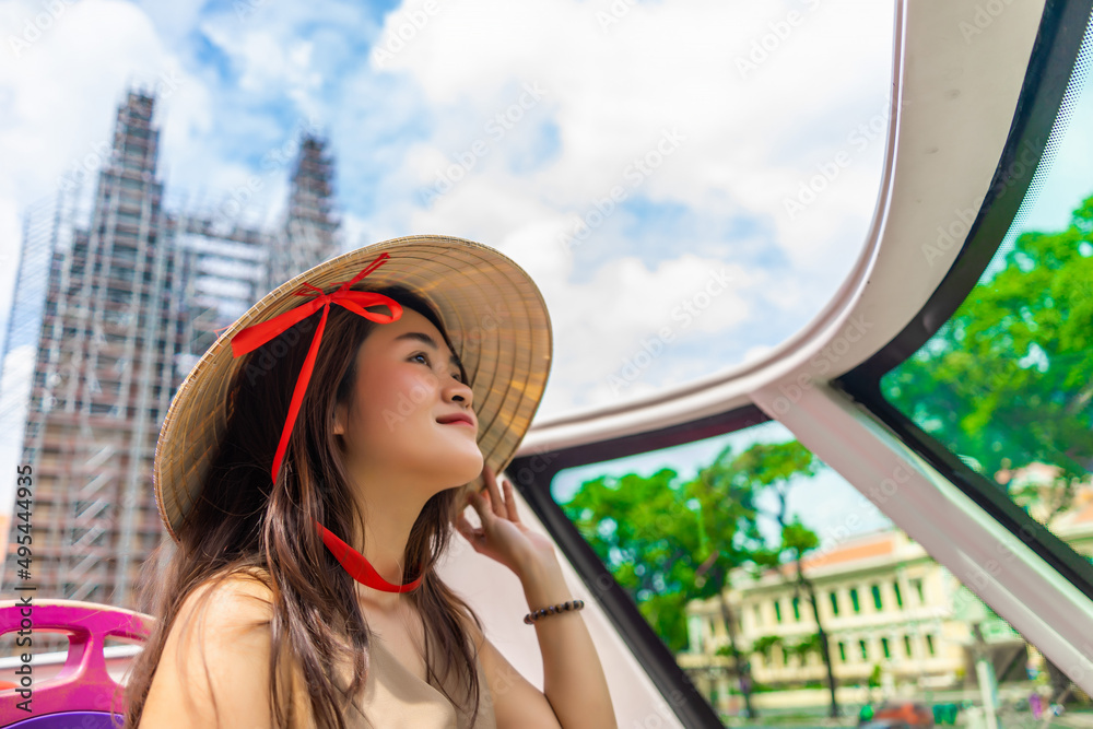 Sightseeing tour buses in Ho Chi Minh city, Vietnam. Hop on hop off ...