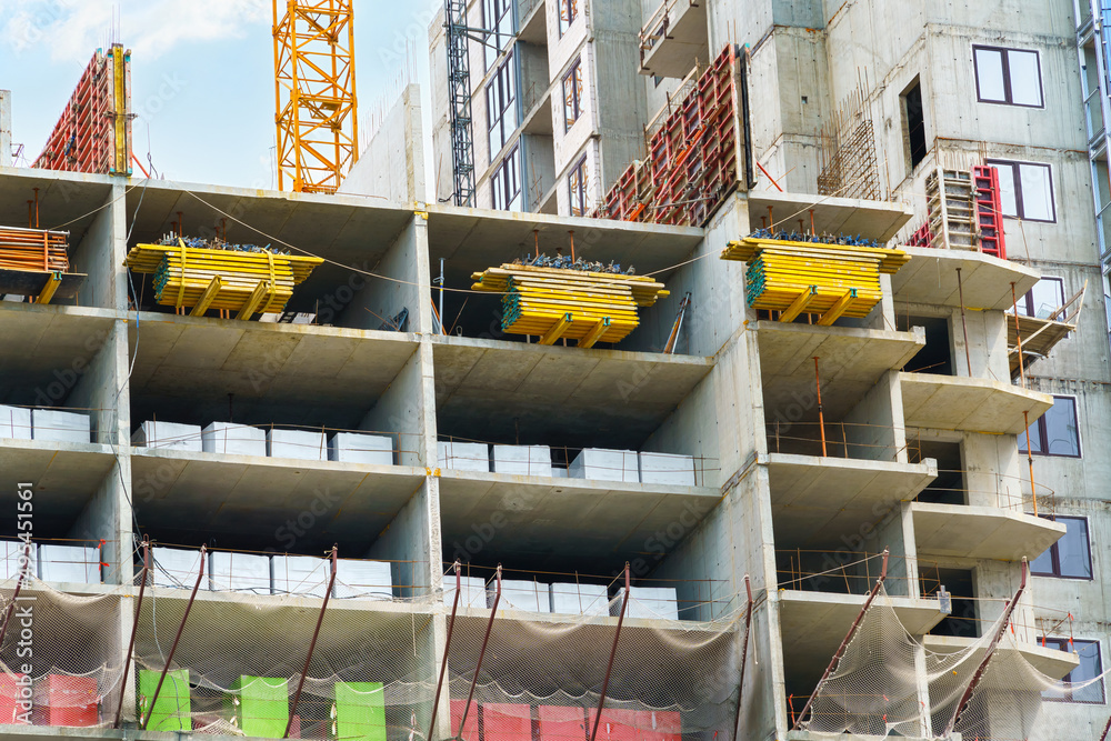 construction of a modern high-rise building, the creation of a concrete ...