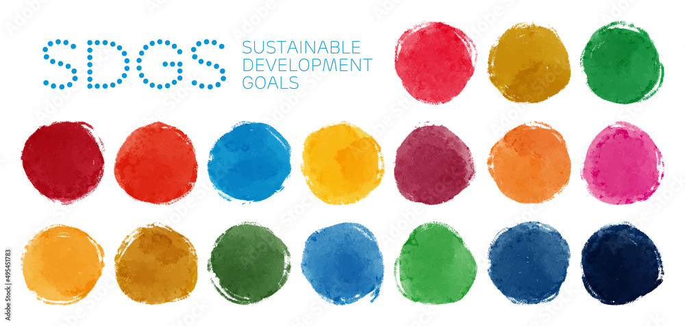 SDGs colors hand drawn watercolor circles Stock Vector | Adobe Stock