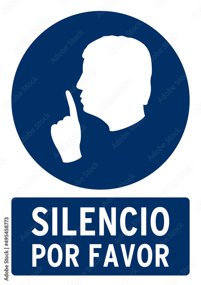 please keep silence poster in spanish language Stock Illustration ...