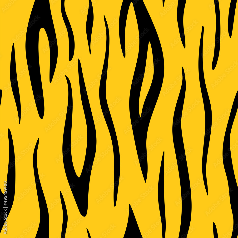 Tiger leather print background. Vector wild animal skin texture, black ...