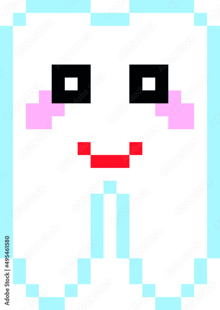 Shiny Tooth Pixel Art isolated on white Background. Vector illustration ...